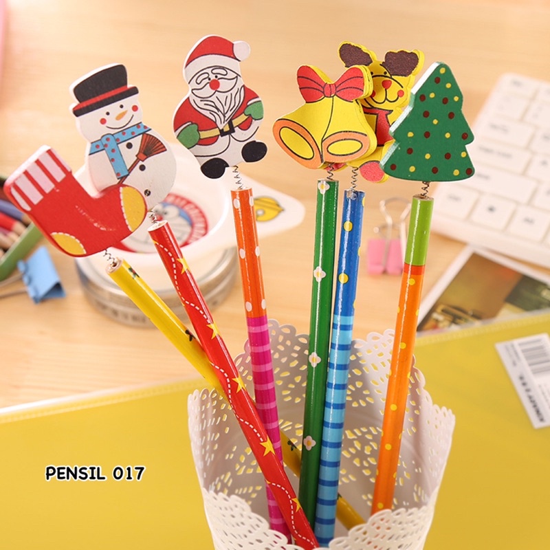 Jual PENSIL 017 | PENSIL HB EDISI NATAL | PENSIL 1 PACK 12 PCS | Shopee ...