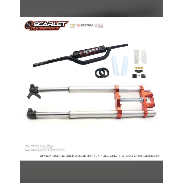Jual shock usd scarlet mx series klx 150 D tracker 150 shock depan upside down klx 150 set stang ...