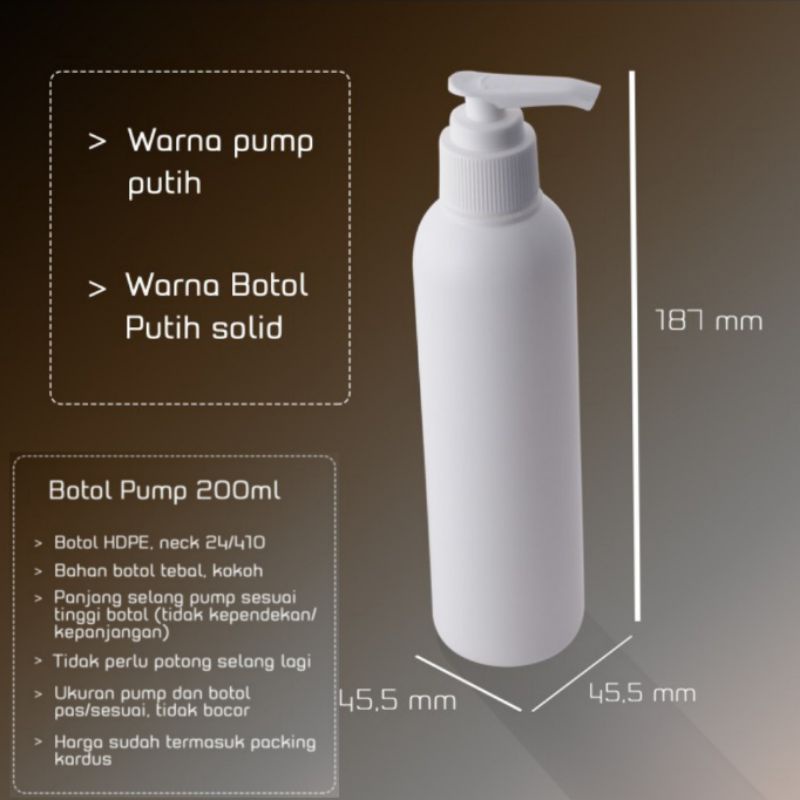 Jual Botol Pump 200ml Botol HDPE Sabun Hand Sanitizer Botol Putih Pump Putih | Shopee Indonesia