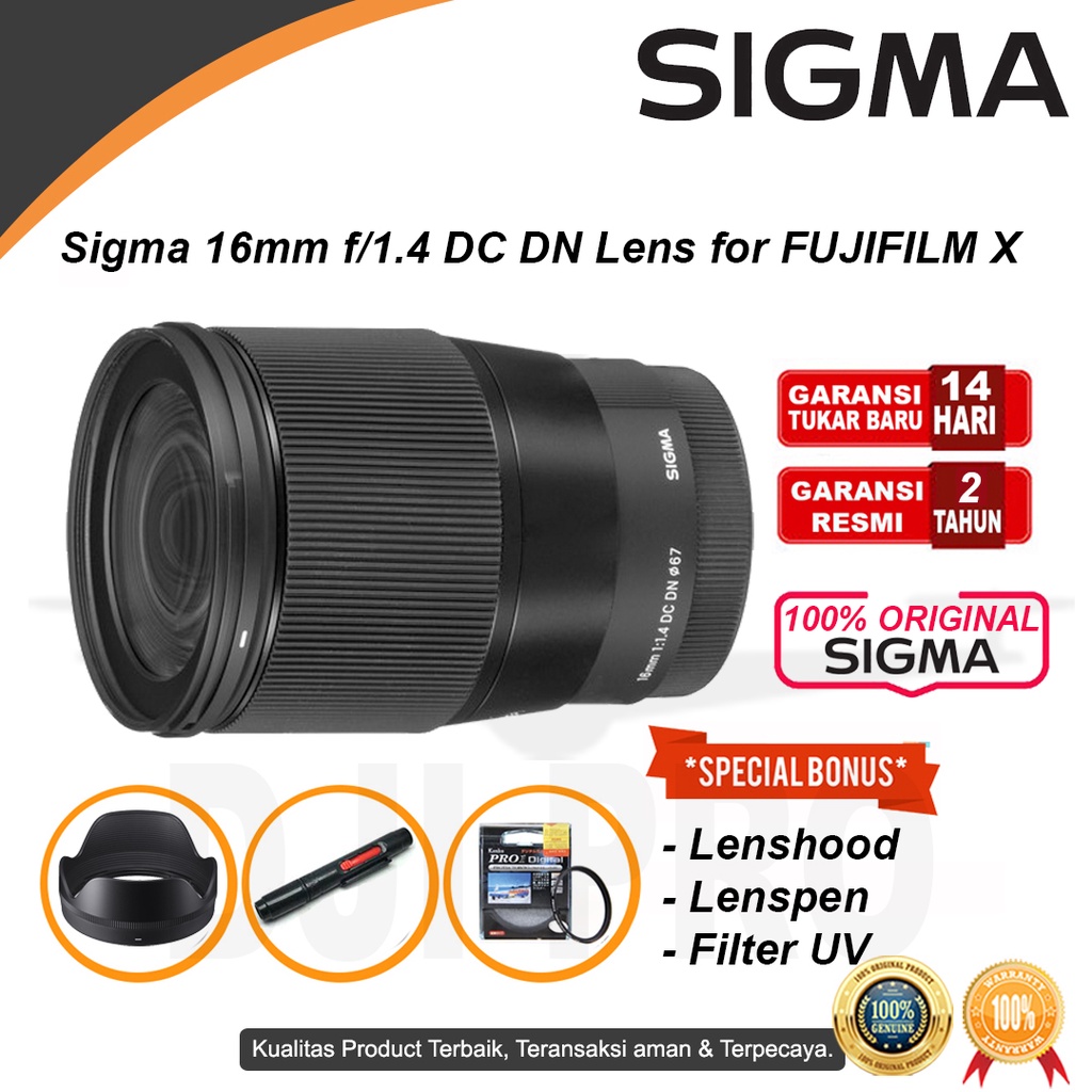 Jual Lensa Sigma 16mm f1.4 DC DN Contemporary Lens for FUJIFILM X Mount ...