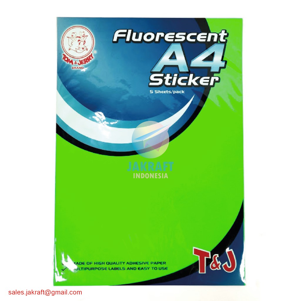 Jual (5 Lembar) Label Stiker Fluorescent A4 Sticker T&J HVS Warna Hijau ...