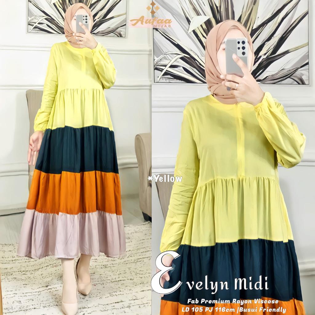 Jual EVELYN MIDI ORY BY AUFA HIJAB - BEST SELLER MIDI DRESS PREMIUM RAYON | Shopee Indonesia