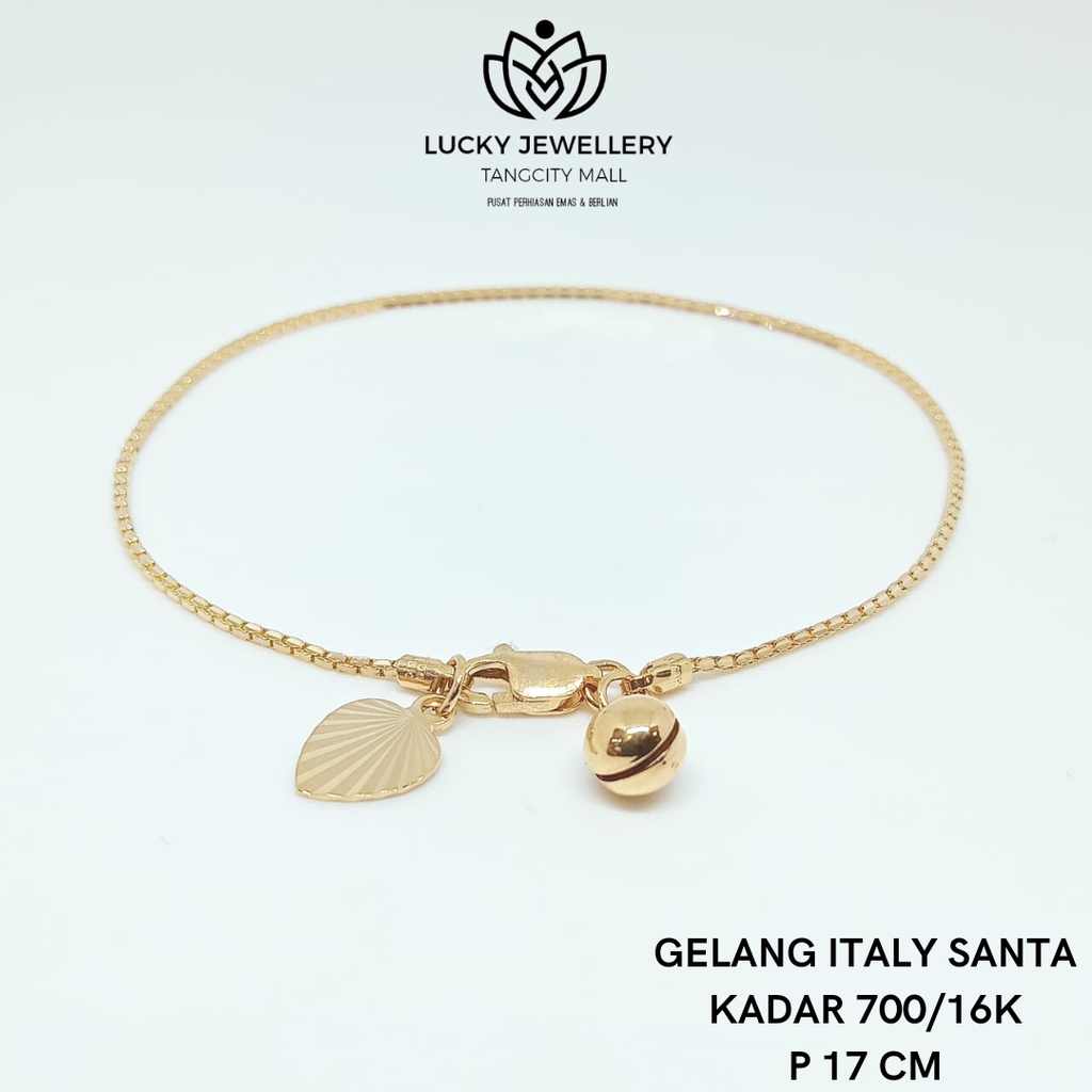 Jual GELANG ITALY SANTA EMAS KUNING KADAR 700/16K 2.10 GR P 17 CM ...