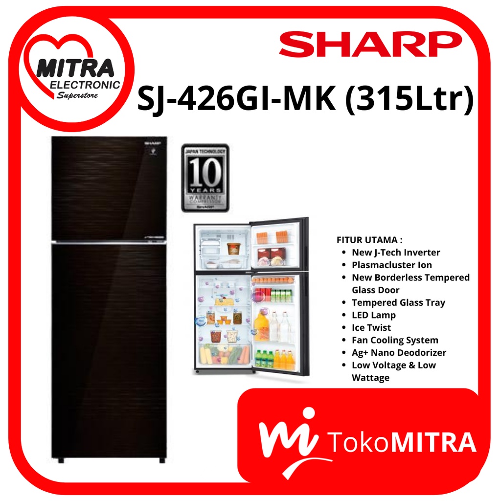 Jual LEMARI ES 2 PINTU SHARP SJ-426GI-MK (315 Ltr) | Shopee Indonesia
