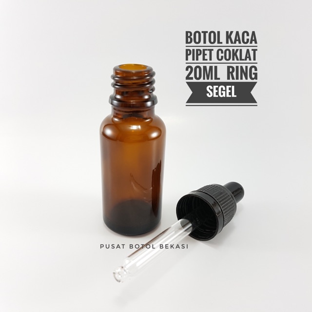 Jual BOTOL KACA PIPET 20ML COKLAT - RING SEGEL HITAM | Shopee Indonesia