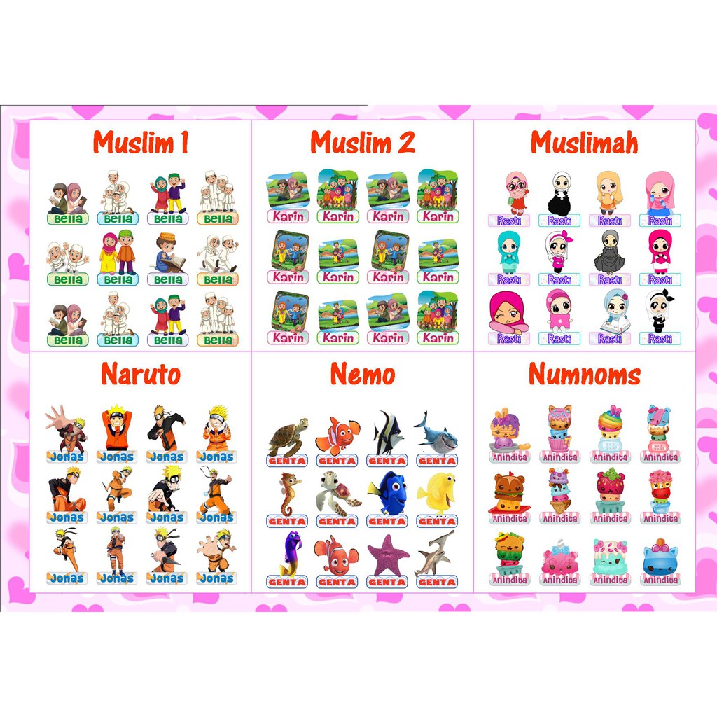 Jual STIKER STICKER LABEL NAMA WATERPROOF FUNKY: MUSLIM MUSLIMAH NARUTO ...