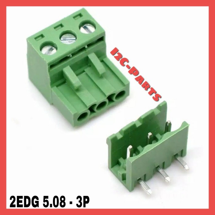 Jual 2EDG 5.08 3p 3 pin Terminal Block Green Plugable RA Connector 5 ...