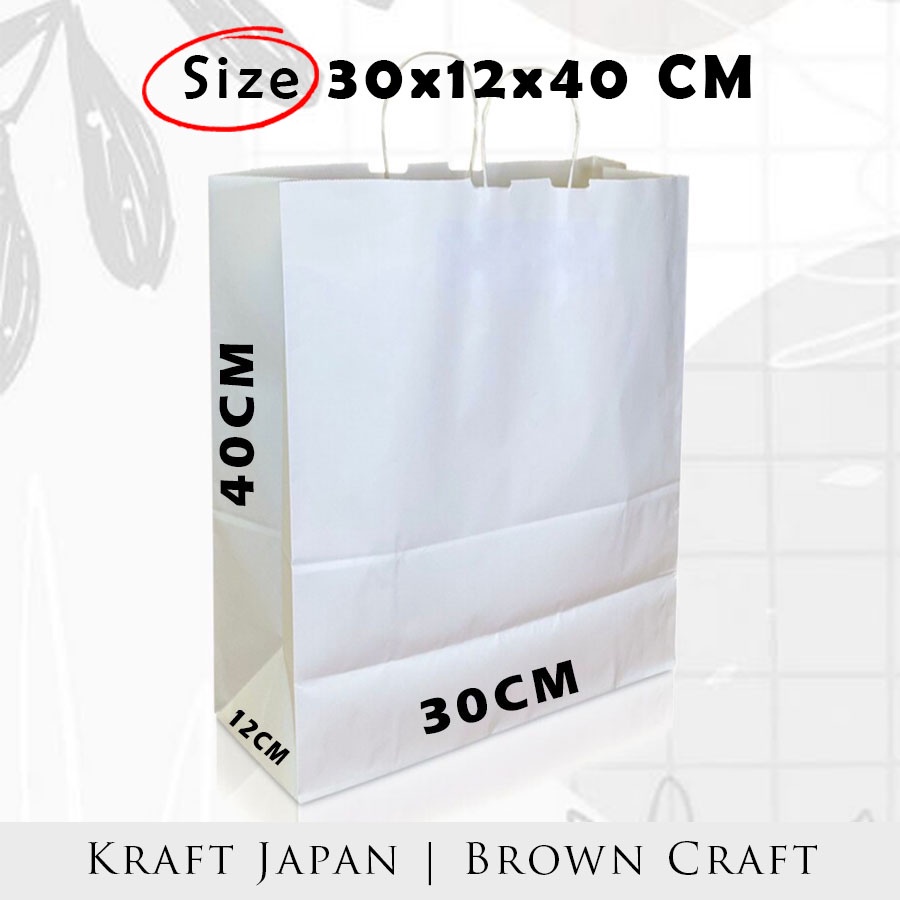 Jual Paper Bag Putih Polos Besar XXL 30x12x40 CM tali TWIST / Paper Bag ...