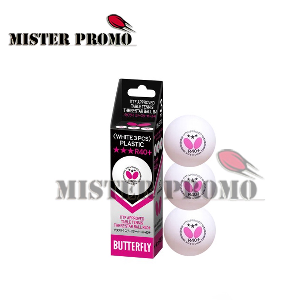 Jual Bola Tenis Meja Pingpong Butterfly R40 3 Star 40+ Isi 3 Original | Shopee Indonesia