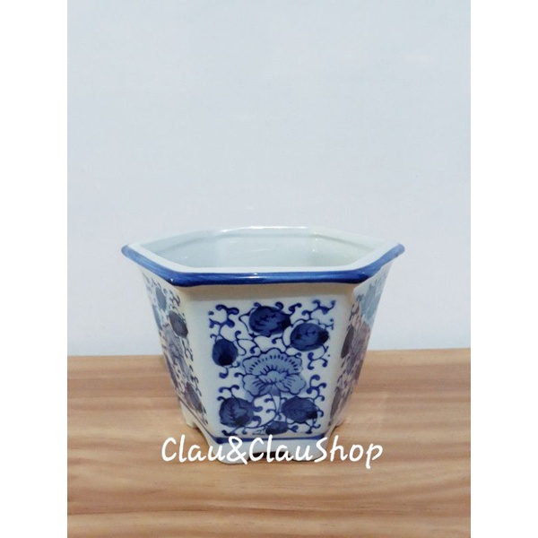 Jual Pot keramik segi enam D.15 cm (PROMO SATUAN) | Shopee Indonesia