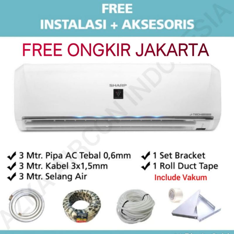 Jual +PASANG AC Sharp Inverter Plasmacluster 1/2 PK AH-XP6UHY R32 | Shopee Indonesia