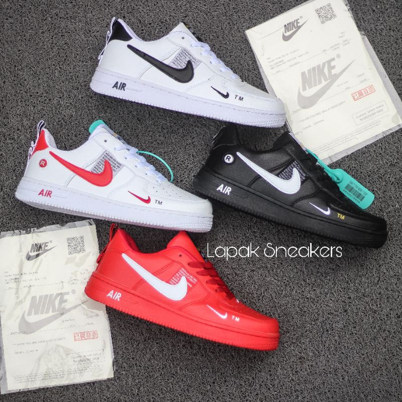 Jual IMPORT PREMIUM SEPATU NIKE AIR FORCE 1 UTILITY LOW MID LV8 BLACK ...