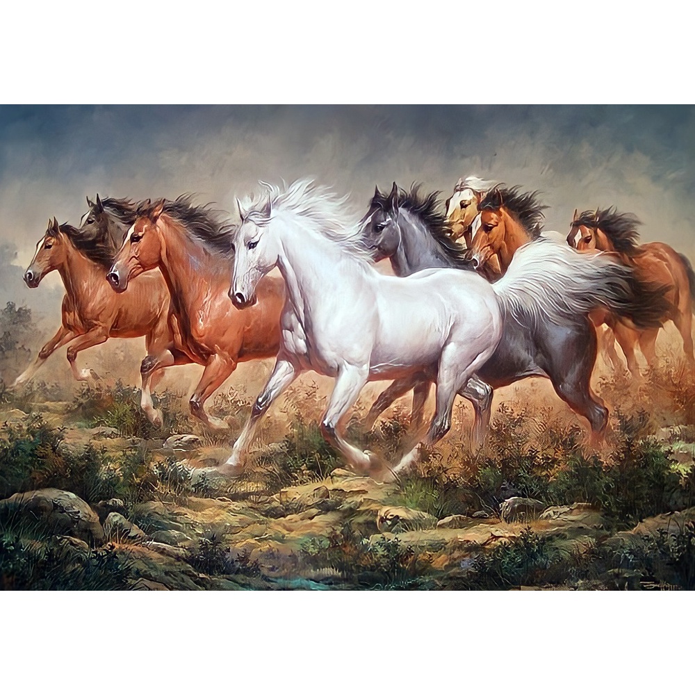 Jual Lukisan Poster Cetak BIG JUMBO Foto Kuda 8 ekor Ukuran Besar 100 x ...