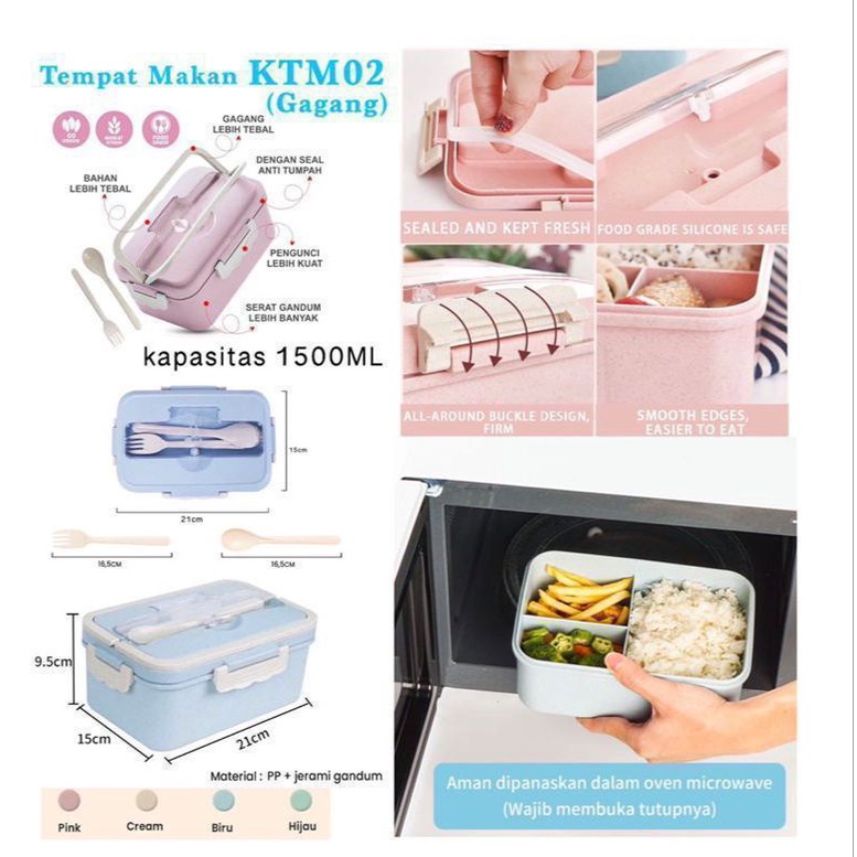 Jual KOTAK TEMPAT MAKAN + GAGANG PEGANGAN + SET SENDOK SUMPIT BENTO BOX ...