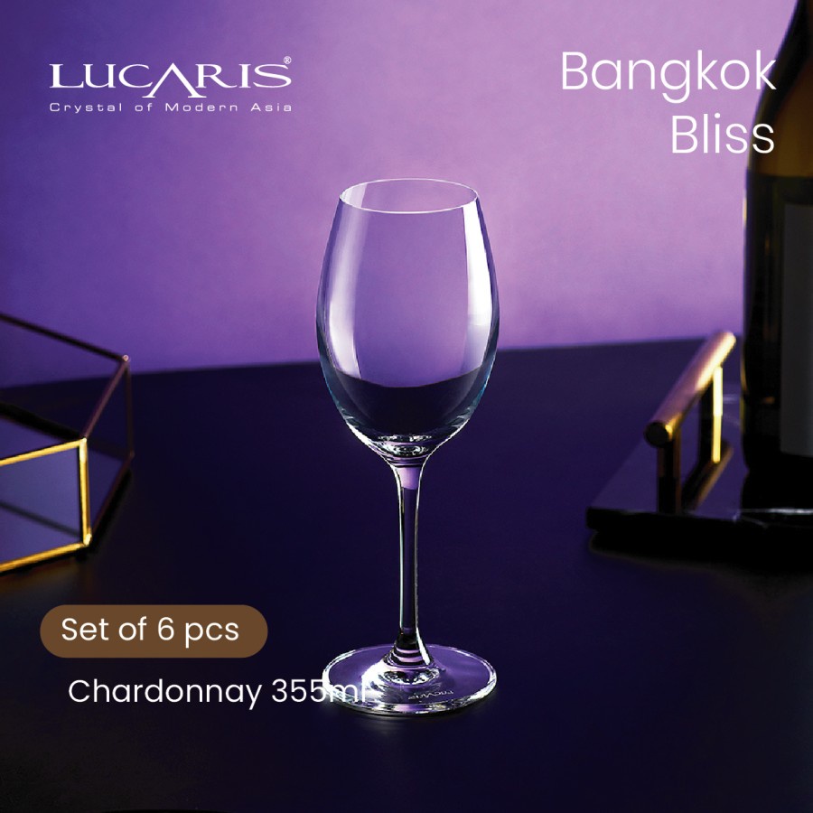 Jual Lucaris Bangkok Chardonnay Set 6 Pcs 355ml / Gelas Wine Kristal ...