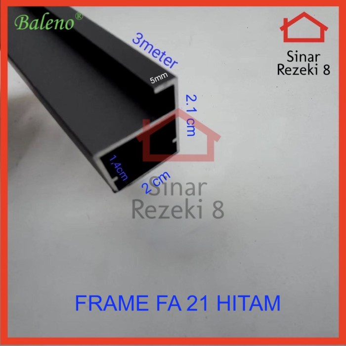 Jual FRAME Aluminium Hitam Kaca Lemari Kitchen Profil Lis Bingkai FA 21 ...