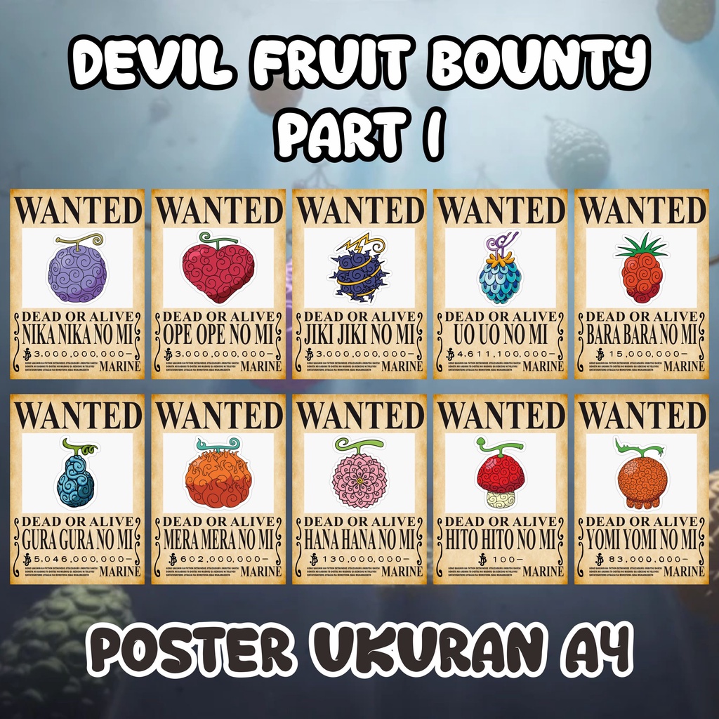 Jual Poster Bounty Devil Fruit Buat Setan/Iblis Anime Manga One Piece ...