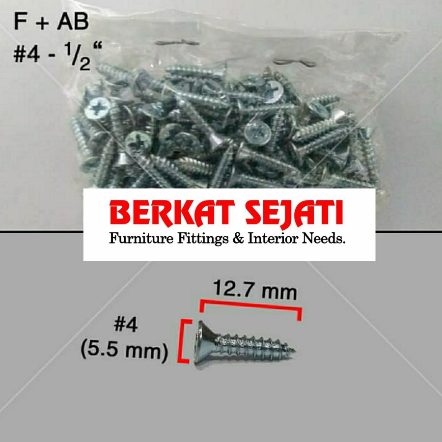 Jual (#4 x 1.25 cm) 1/2" inch Tapping Screw Sekrup Skrup Kayu FH + (10 PCS) | Shopee Indonesia