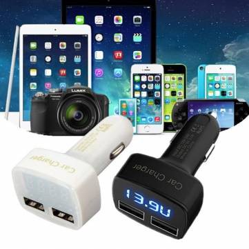 Jual Charger Mobil 4 in 1, Car Charger Dual USB 3.1 Ampere Multifungsi ...