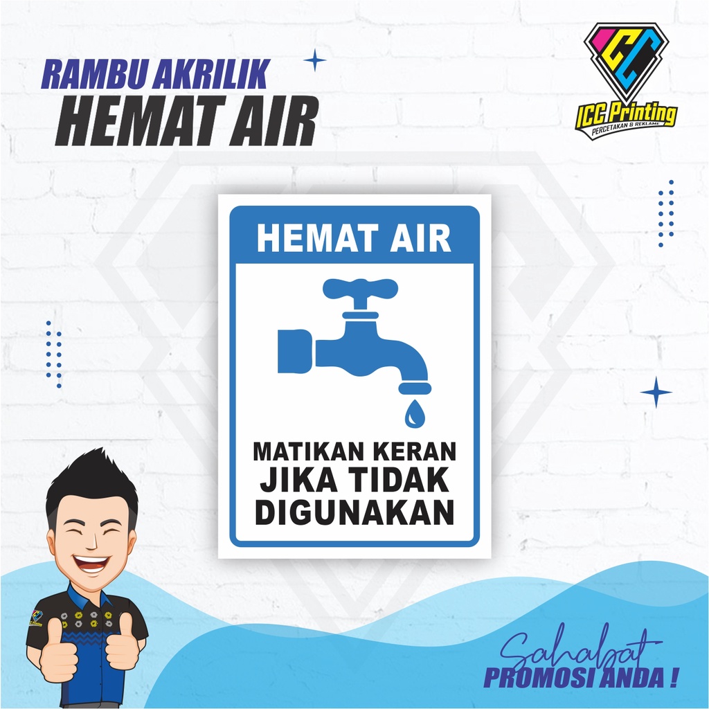 Jual HEMAT AIR / RAMBU AKRILIK / POSTER AKRILIK / STIKER | Shopee Indonesia