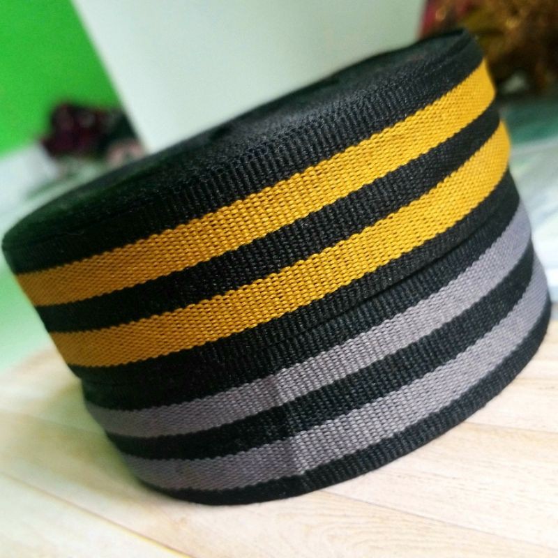 Jual per gulung 15 meter,pita salur list kuning dan hitam lebar 2.5cm ...