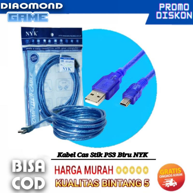 Jual kabel.cas ps3 biru transparan 1.5m | Shopee Indonesia