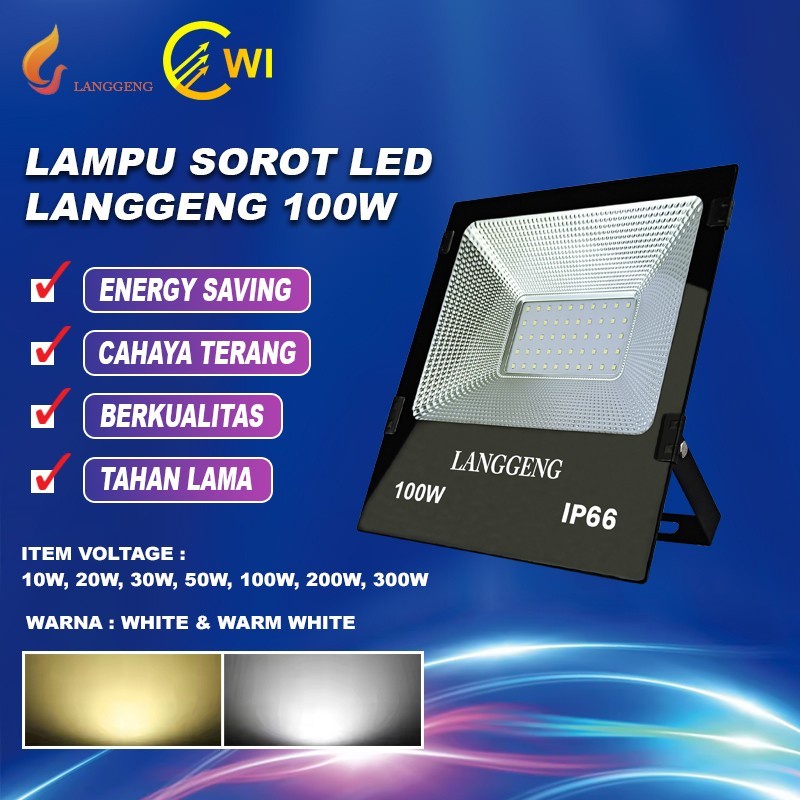 Jual Lampu Sorot LED 100 Watt Putih/Kuning - Lampu Tembak 100 W Langgeng | Shopee Indonesia