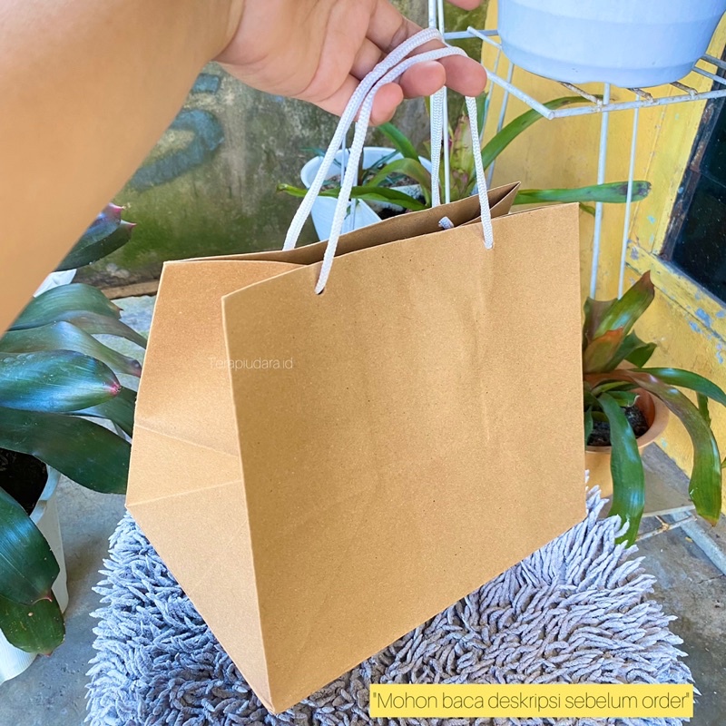 Jual Paper bag box tas coklat polos bento 26x18 | Shopee Indonesia