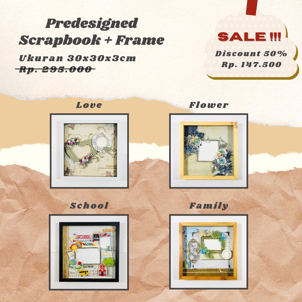 Jual BINGKAI FOTO HIAS (Predesigned Scrapbook + Frame 30 x 30 x 3 cm ...