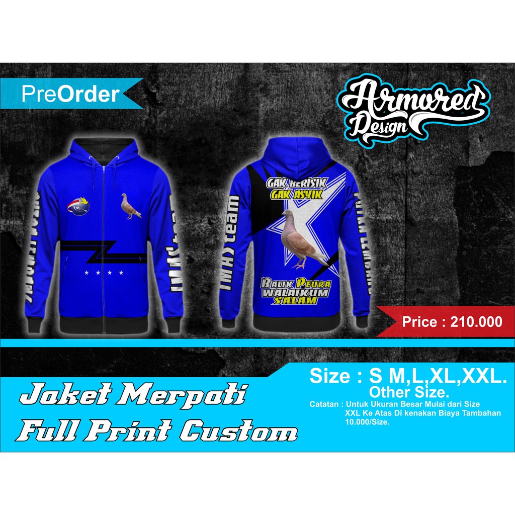 Jual JAKET MERPATI BALAP / JAKET BURUNG MERPATI / JAKET PRINTING CUSTOM ...