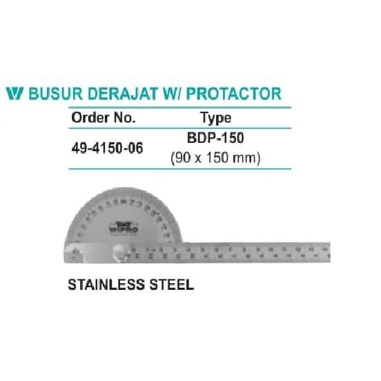 Jual WIPRO Protractor - Busur Derajat Stainless 6" - BDP-150 ...