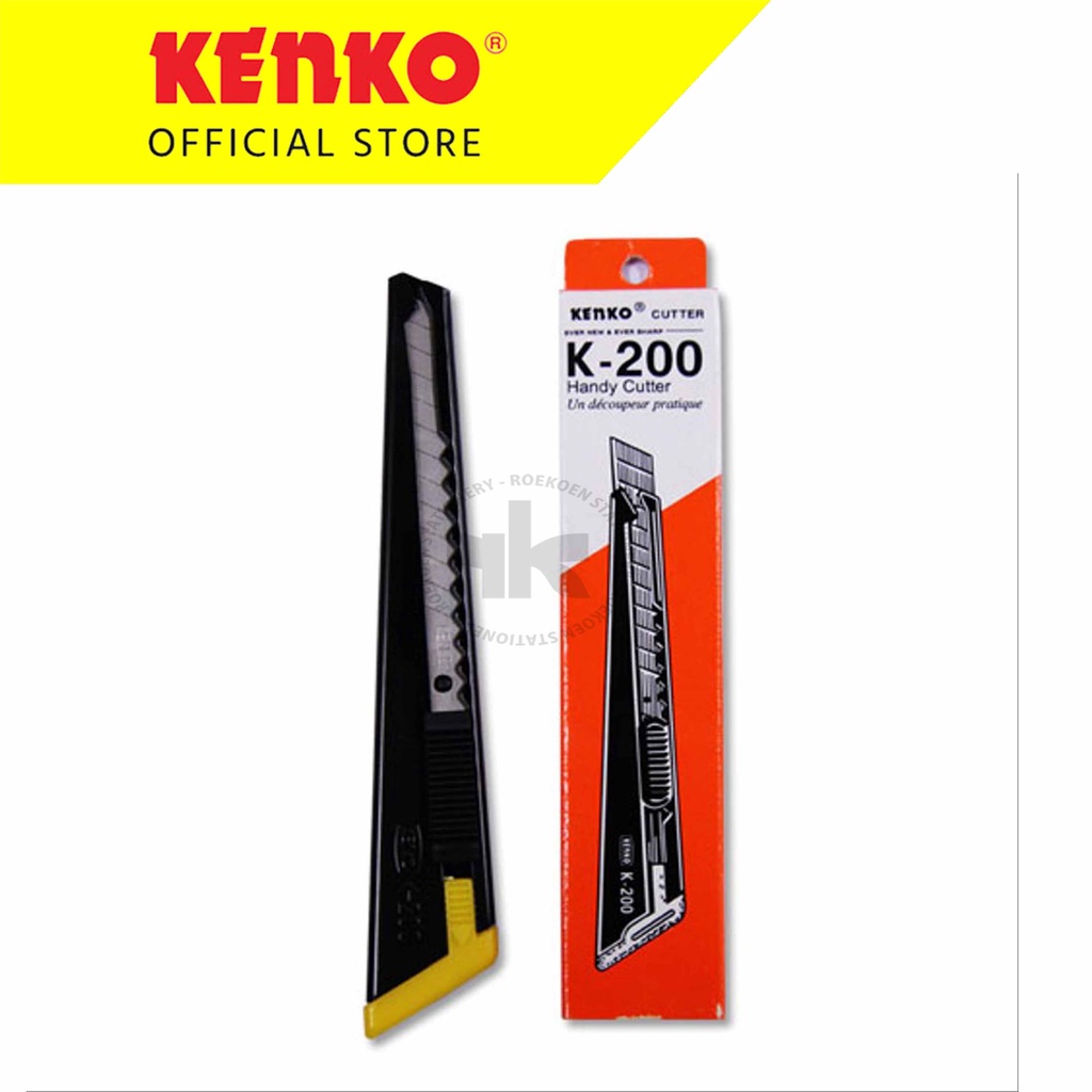 Jual Kenko Cutter Kecil K-200 (9mm) Hitam Ujung Kuning | Shopee Indonesia