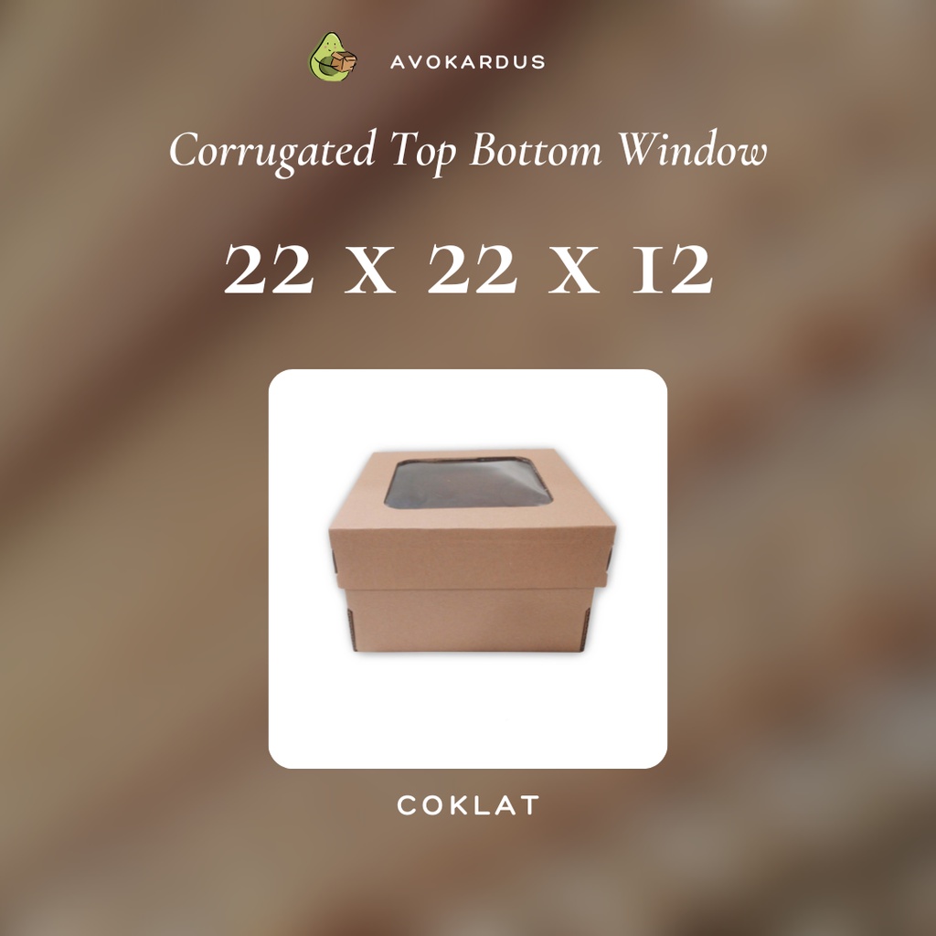 Jual Kardus Corrugated Window 22x22x12 Top Bottom Kotak Dus Kue Tart ...