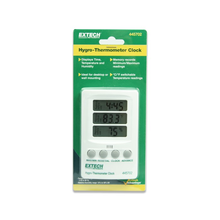 Jual Alat Ukur Hygrometer Thermometer Clock 445702 Extech EX0000022 ...