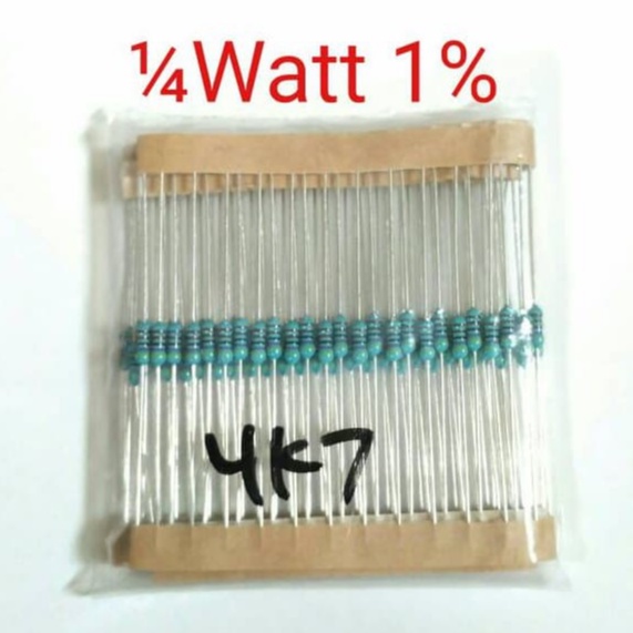 Jual 50Pcs Resistor 4k7 ohm Metalfilm 1 persen 1/4 Watt 4.7 kilo ohm ...