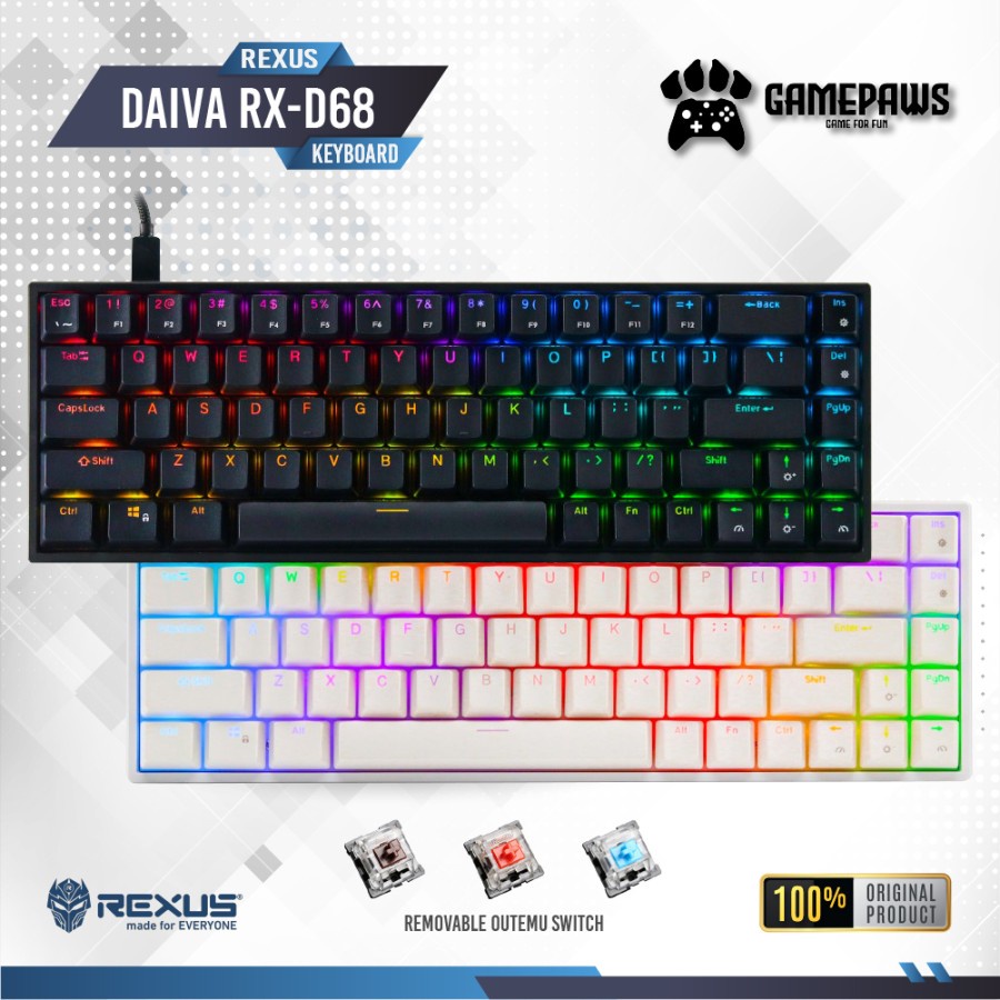 Jual Keyboard Gaming Mechanical Rexus Daiva RX-D68 / D68 | Shopee Indonesia