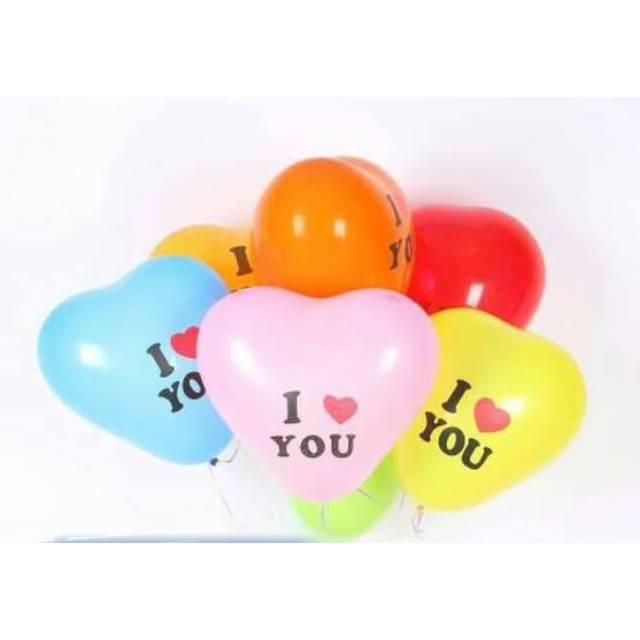 Jual BALON LATEX BENTUK LOVE TULISAN I LOVE U ISI MIX WARNA | Shopee ...