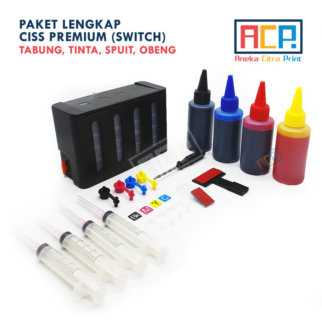 Jual Paket Lengkap Tabung Infus Hitam Premium Canon HP + Tinta + Obeng ...