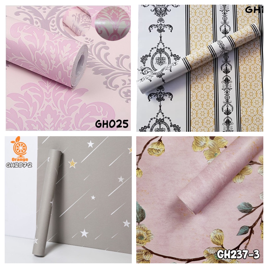 Jual Wallpaper dinding simple elegan wallstiker ruangan dan kamar tidur 45x8m lapakwallpaper ...