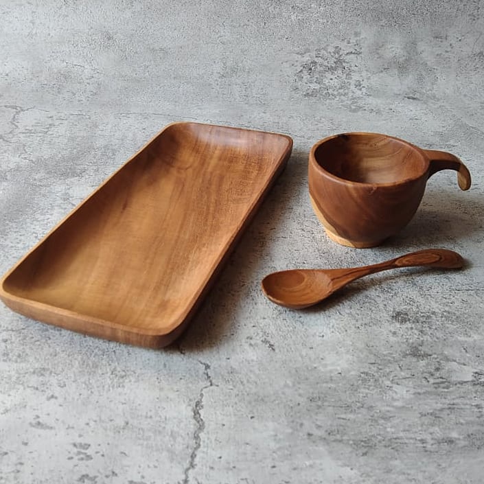 Jual KEVALA SET - Cangkir Kayu/Tray Kayu/Sendok Kayu/Serving Board ...