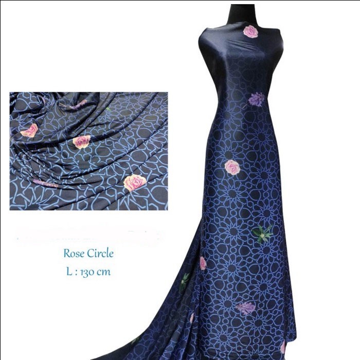 Jual Kain Print Bunga Sutra / Syarif Satin -Rose Circle | Shopee Indonesia