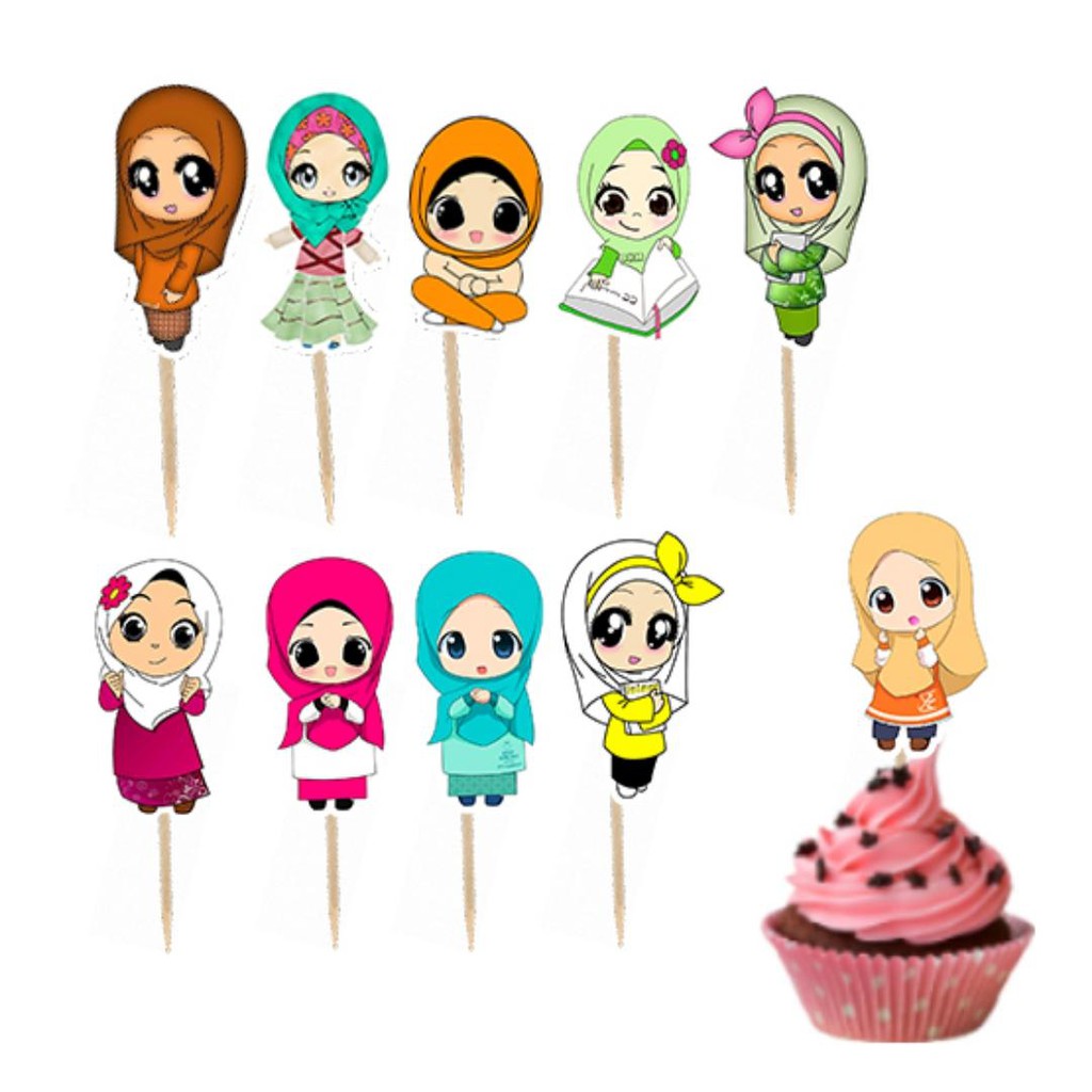 Jual Hijab Girl / Kerudung Anak Topper Cupcake Birthday / Hiasan Kue ...