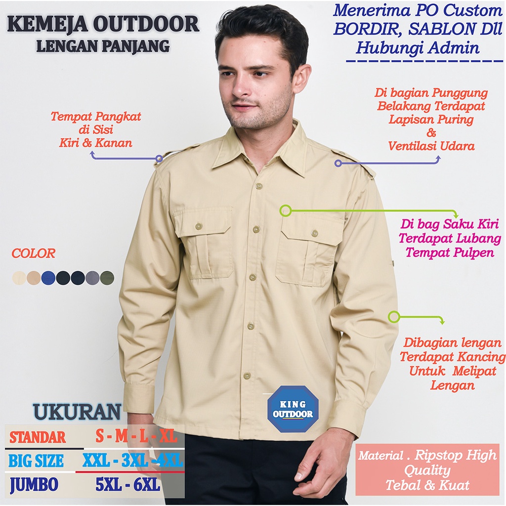 Jual (SIZE JUMBO) KEMEJA DINAS LAPANGAN/PDL (5XL-6XL) CREAM | KEMEJA ...