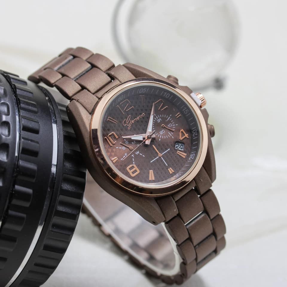 Jual jam tangan wanita GENEVA RANTAI TGL AKTIF | Shopee Indonesia