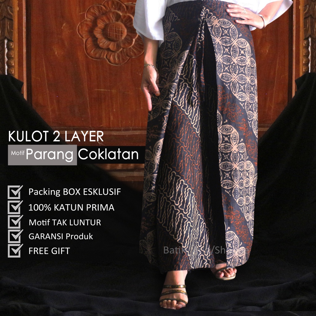 Jual CELANA WANITA LAYER KULOT BATIK MOTIF PARANGAN COKLAT KOMBINASI ...