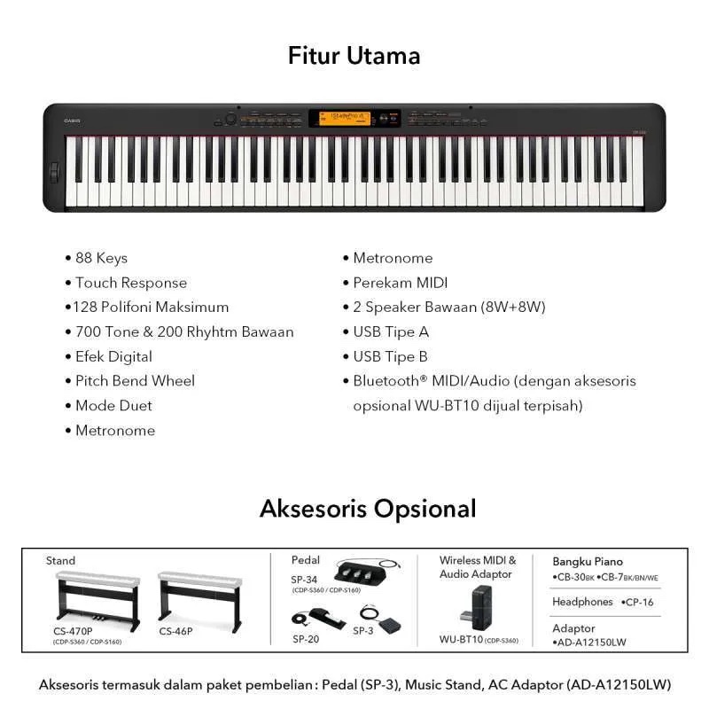 Jual Casio CDPS360 / CDPS 360 / CDP S360 / CDP-S360 Digital Piano ...