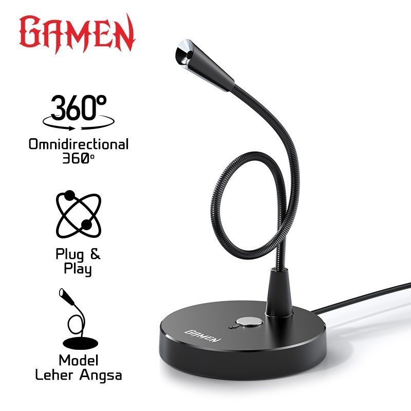 Jual Gamen Gaming Microphone Rgb Plug And Play GMH100 Black For Live ...