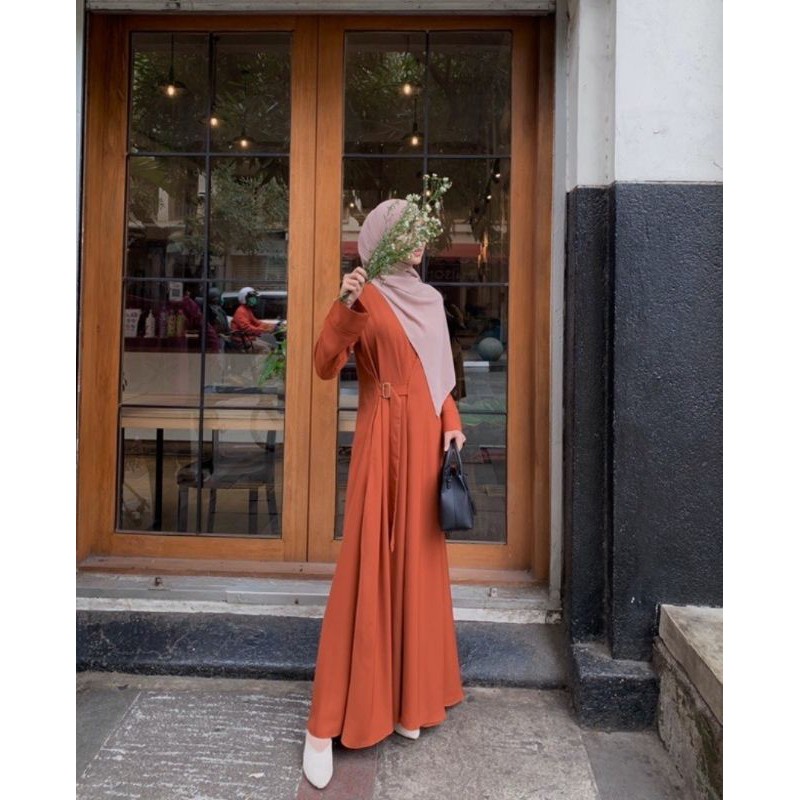Jual Khanan Dress Azmiza (Terracotta Size M) | Shopee Indonesia