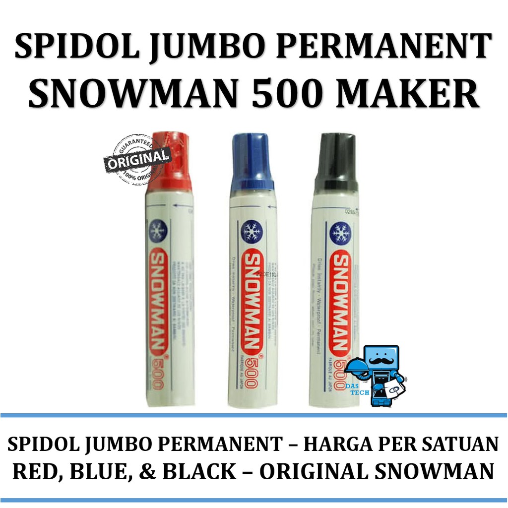 Jual Spidol Permanent SNOWMAN 500 Jumbo Permanent Marker (1pcs/satuan ...