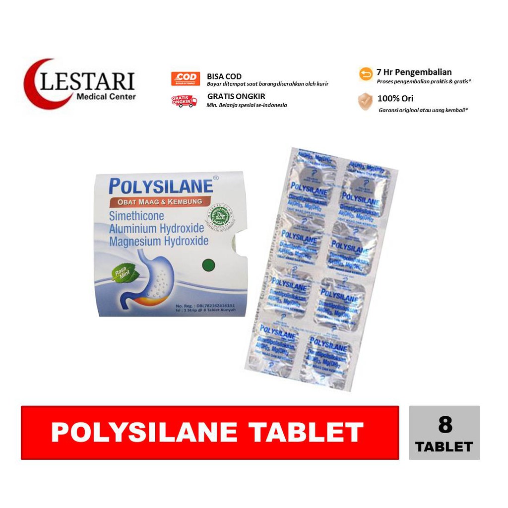 Jual Polysilane Tablet Kunyah 8 Tablet (1 Strip) - Obat Maag dan Asam ...